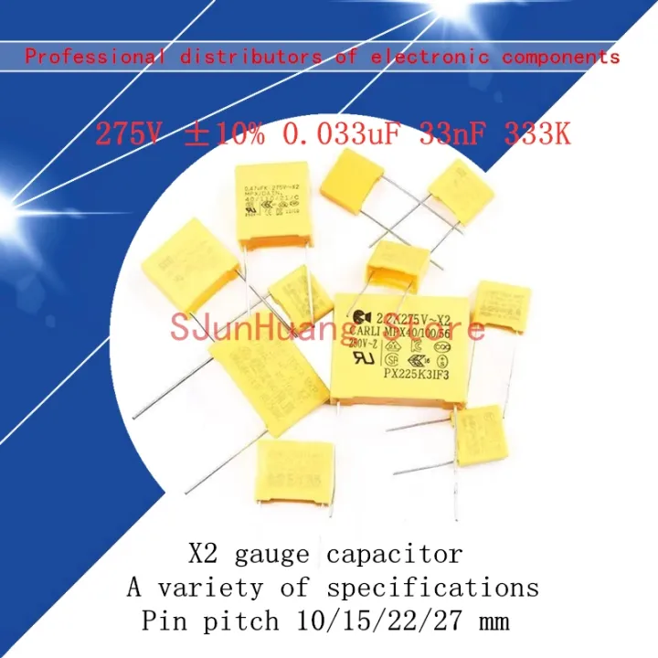 10PCS 275VAC X2 safety capacitor 0.033uF 33nF 333K 275V X2 Polypropylene film capacitor Pitch ...