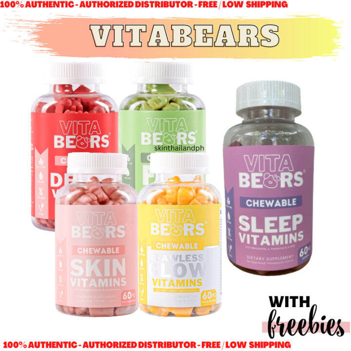 Vitabears Gummies Detox Hair Vitamins Collagen Glutathione Apple Cider ...