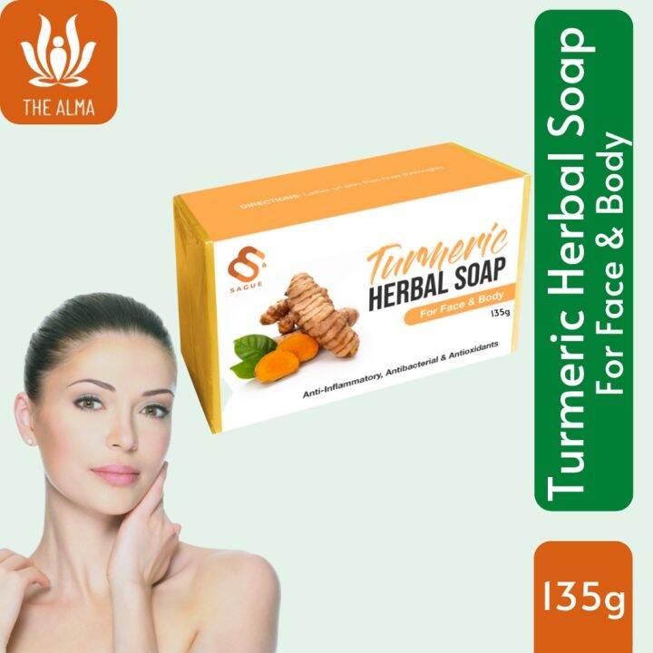 The Alma/ Sague Turmeric Herbal Soap 135 g/Effective for Skin Different ...