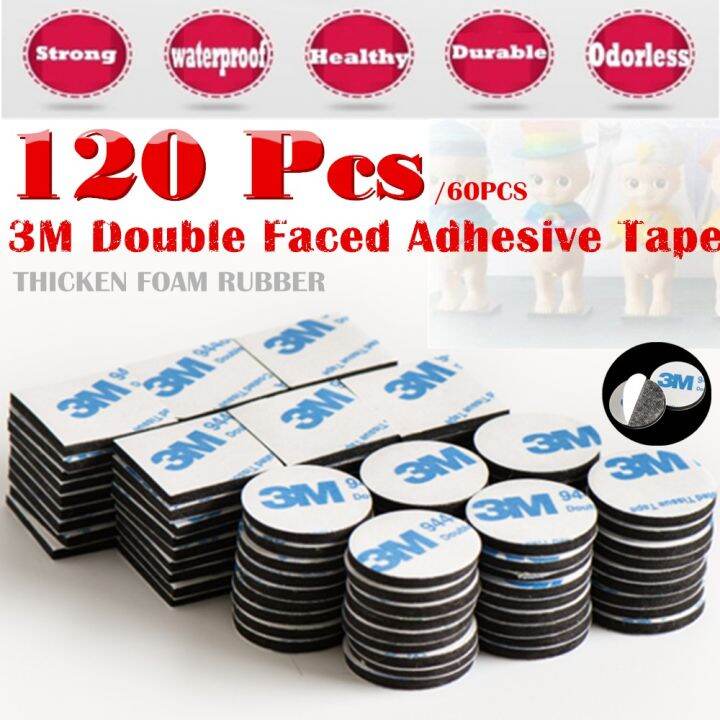 120/60 pcs 2*2*0.2cm 3M Double Sided Black Foam Tape Strong Pad ...