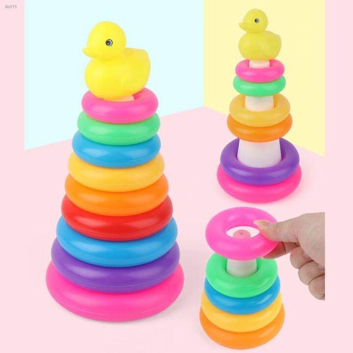 susRainbow Color Stacking Rings Tower Duck Play Tub Development Gift ...