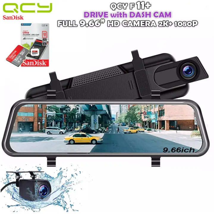 SUPER NIGHT VISION QCY F11 WIFI 2K Car Dvr Camera 9.66 Inch Streaming ...
