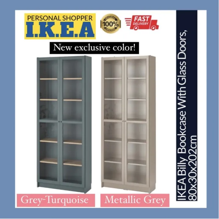 ( [INSTALLATION SERVICE PROVIDED] IKEA Billy Bookcase With Glass Doors ...