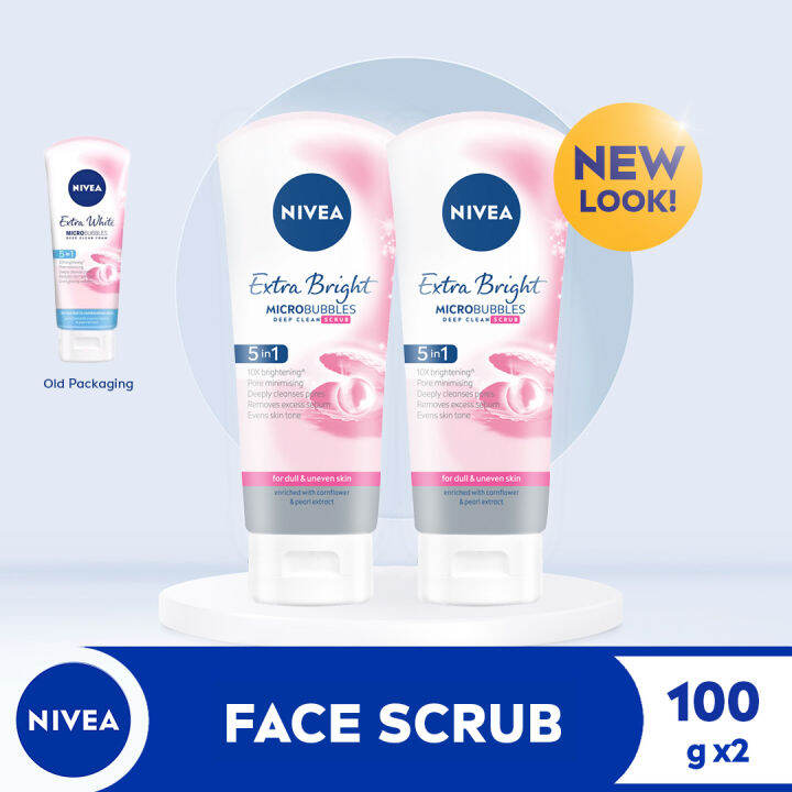 (Buy 1 Take 1) Nivea Extra Bright 100g MicroBubbles Deep Clean Scrub 5 ...