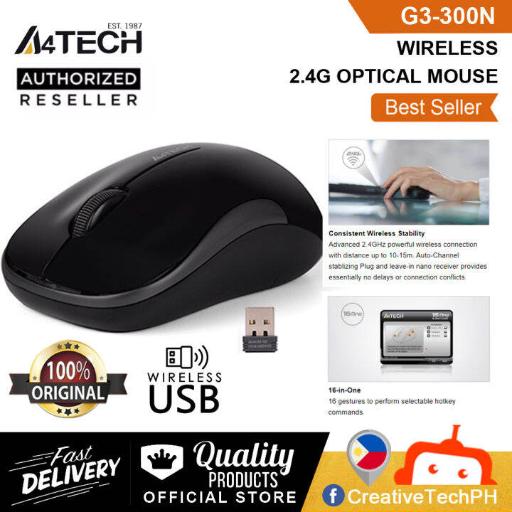 ORIGINAL A4TECH Wireless 2.4G Optical Mouse (V-Track) G3-300N | Lazada PH
