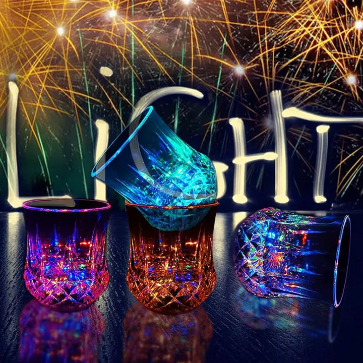 Flashing LED Pint Mug Glass Inductive Rainbow Color Cup Liquid ...