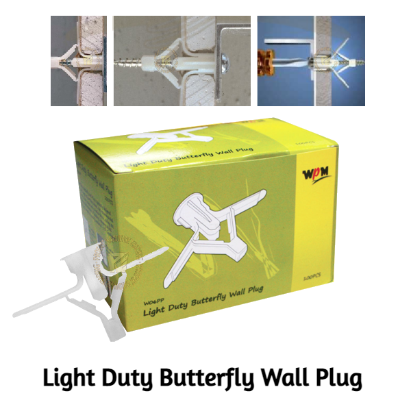3/8 Partition Wall Plug PVC Butterfly Wall Plug / Light Duty Butterfly ...