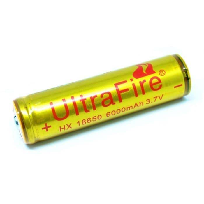 UltraFire Baterai 18650 3.7V 6000mAh Button Top Batre Senter Led Laser ...