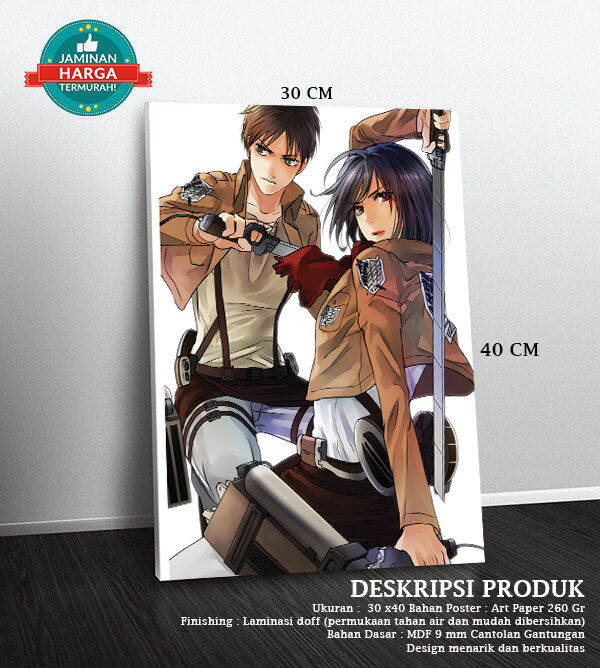 Hiasan Dinding Rumah Anime Attack on Titan 30x40/ Wall Decor AOT 9 mm ...