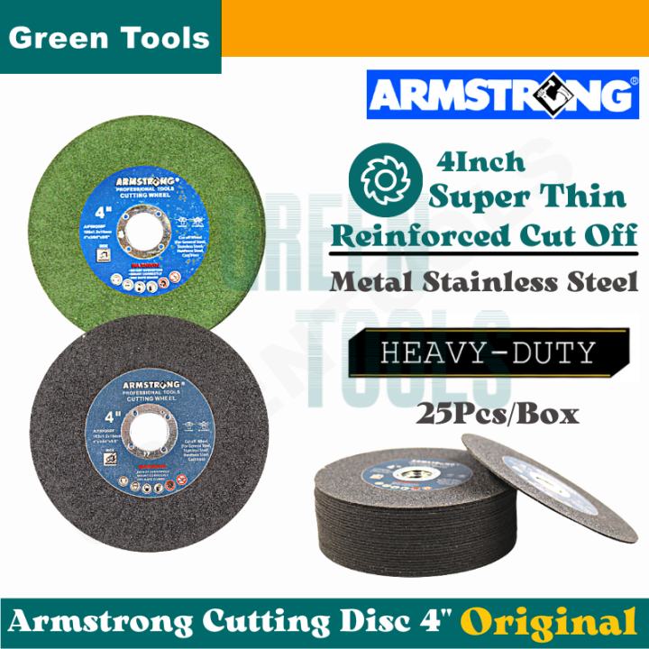 ARMSTRONG Super Thin Cutting Disc 4" For Metal 25Pcs/Box Black&Green ...