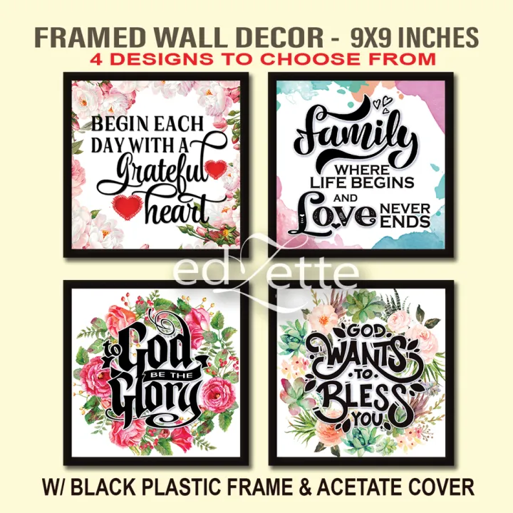 BIBLE VERSE WALL DECOR w/ frame (9x9 inches) Inspirational quotes ...