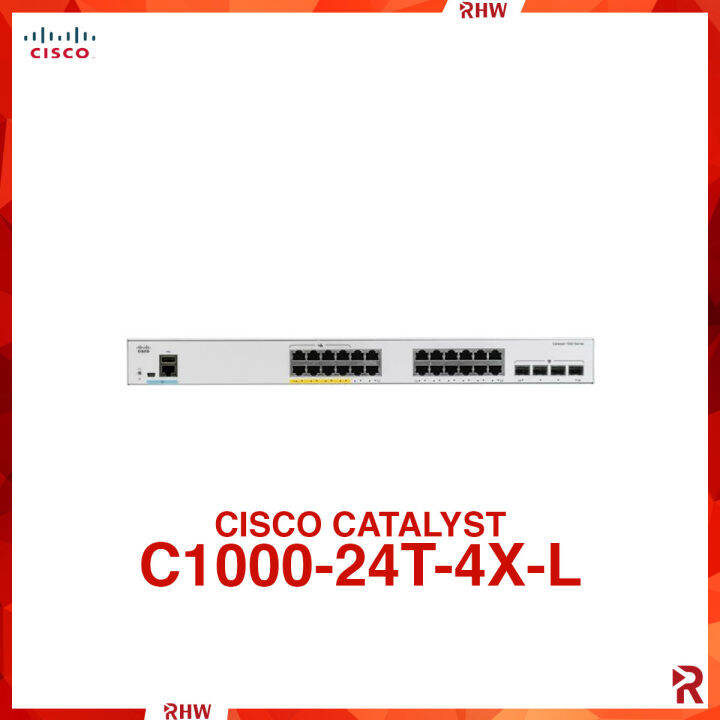 C1000-24T-4X-L│Cisco Catalyst 1000 Series Switches│24x 10/100/1000 Ethernet ports│4x 10G SFP+ ...