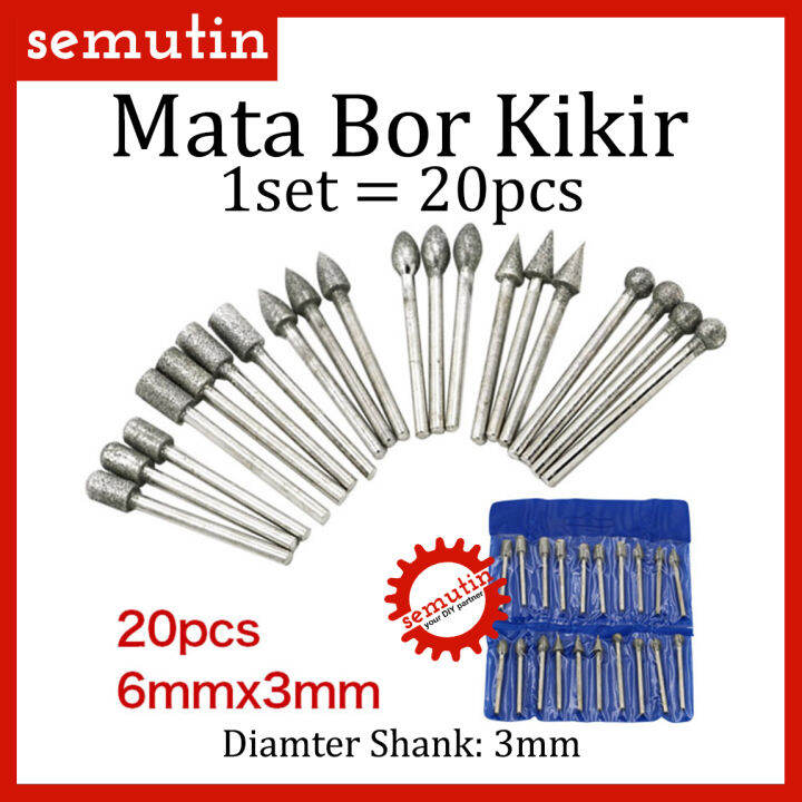 Mata Bor Kikir Ukir 20 in 1 / Grinder Shank Diamond 3mm / Tuner Mini ...