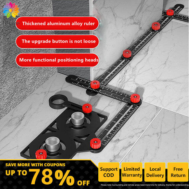 Vastar Aluminum Alloy Adjustable Six Fold Tool Ruler Drill Guide ...