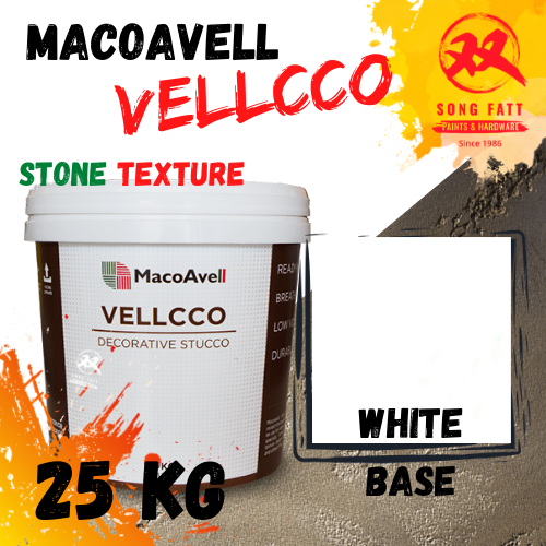 MacoAvell Vellcco Stucco (WHITE base) 25KG (Song Fatt) Stone Effect ...