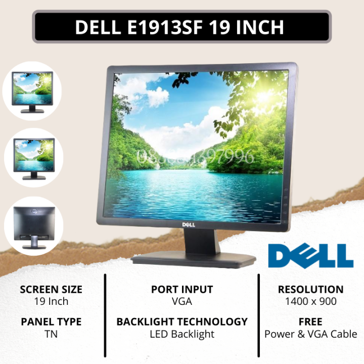 SALE STOCK !!! MONITOR DELL 19 INCH E1913SF RESOLUSI 1400 x 900 BERGARANSI & ORIGINAL FREE KABEL ...