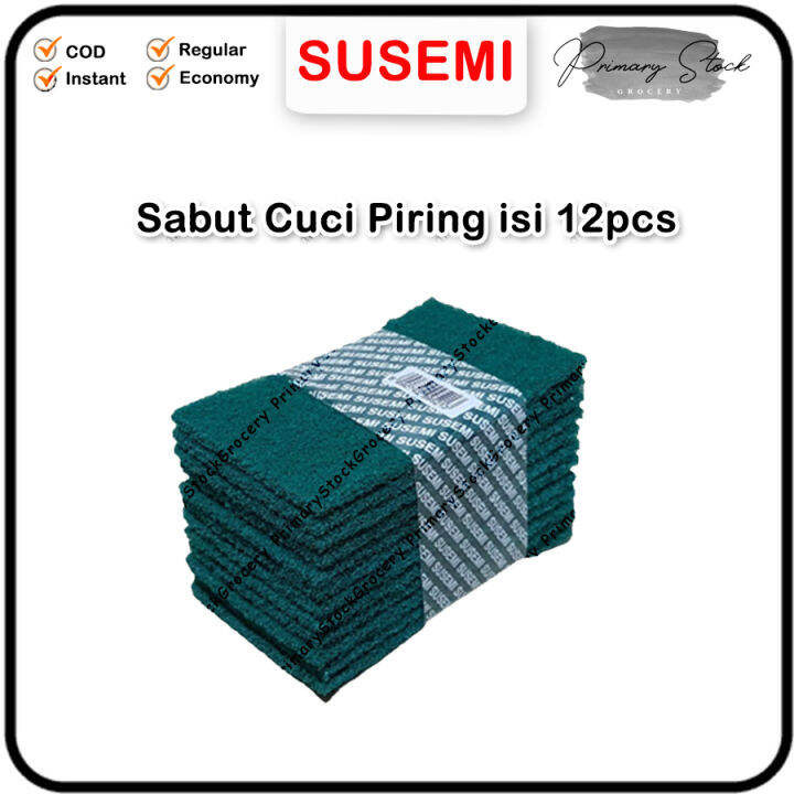 Sabut Cuci Piring Panci Karpet Hijau Polos Susemi Spons Kasar Serbaguna ...