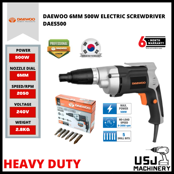 DAEWOO 500W 6mm Electric Screwdriver DAES500 | 6 Months Warranty | Lazada