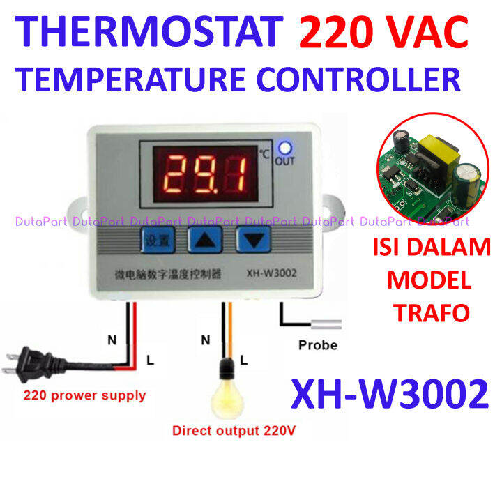 Thermostat Digital Temperature Controller 220V AC XH-W3002 Termostat | Lazada Indonesia