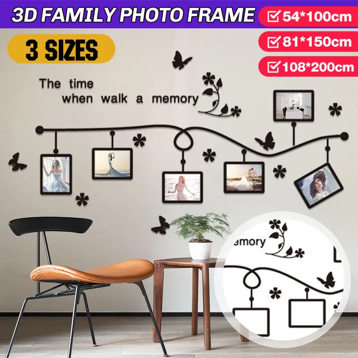Photo Frame 3D Acrylic Photo Frame Wall Sticker Bedroom TV Background ...
