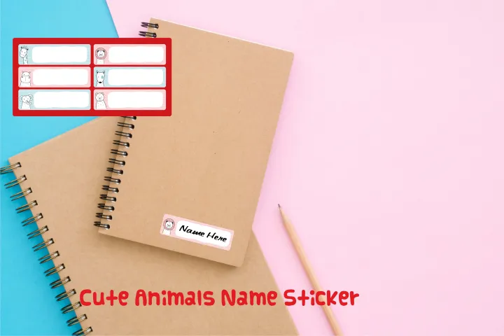 Name Sticker Cute Animal Name Sticker Sticker Nama Waterproof Sticker ...
