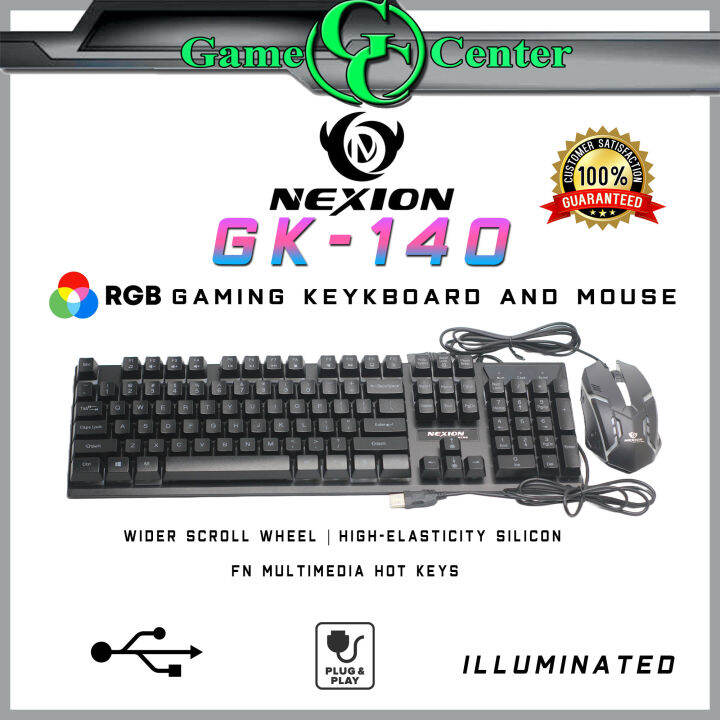 Nexion GK-140 Gaming Keyboard and Mouse RGB Combo USB ( plug and play ...