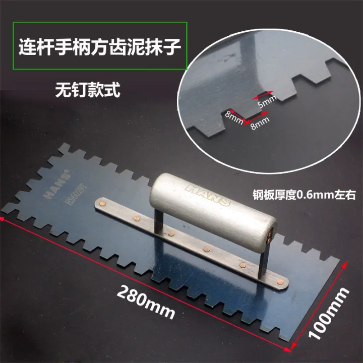 Extended toothed trowel Toothed plastering knife Large toothed trowel ...