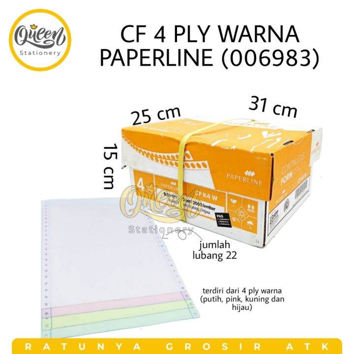 1 BOX CF 4 PLY WARNA PAPERLINE / CONTINUOUS FORM / KERTAS KASIR ...