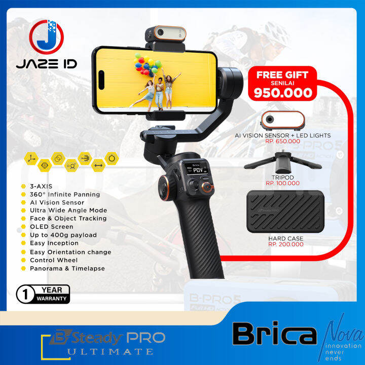 Brica B Steady Pro Ultimate 3 Axis Holder Smartphone HP Gimbal Holder ...