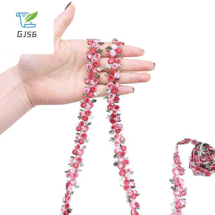 GJ56ลูกไม้ปักลายดอกไม้ชุดเดรสประดับงานหัตถกรรม2หลาผ้าลูกไม้โพลีเอสเตอร์ ...