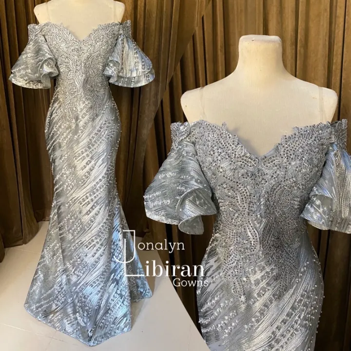 Mother dress , sponsors dress, pang ninang, gray dress, dusty pink ...