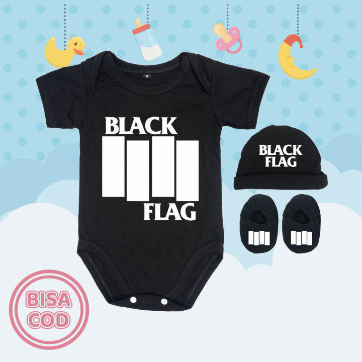 Baju Bayi Setelan Logo Band Punk Rock Black Flag | Lazada Indonesia