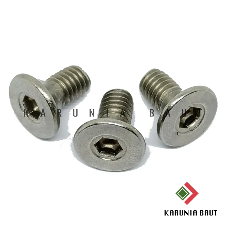 BAUT JFL VERSENG M4 STAINLESS STEEL DIAMETER DRAT 4 MM PITCH DRAT 0.7 MM KUNCI L HEXAGON 2.5 MM ...