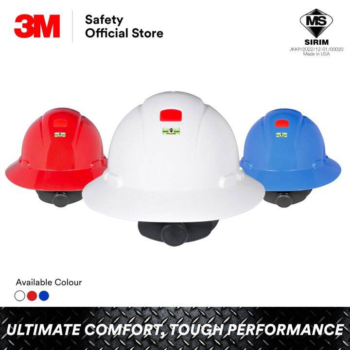 3M H-801SFR-UV White Colour Full Brim Safety Helmet Hard Hat / Ratchet ...