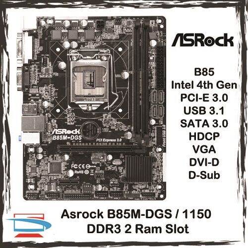 Asrock B85M-DGS Socket 1150 DDR3 Intel B85 Motherboard USB 3.1 SATA 3.0 ...