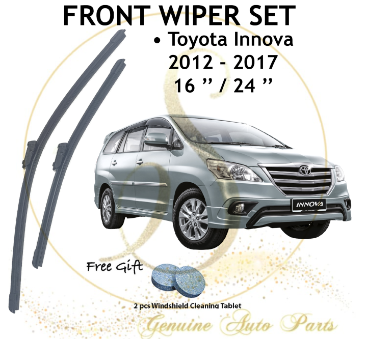 TOYOTA INNOVA WIPER BLADE SET 2012-2017 JAPAN TECHNOLOGY 16''/24'' FREE ...