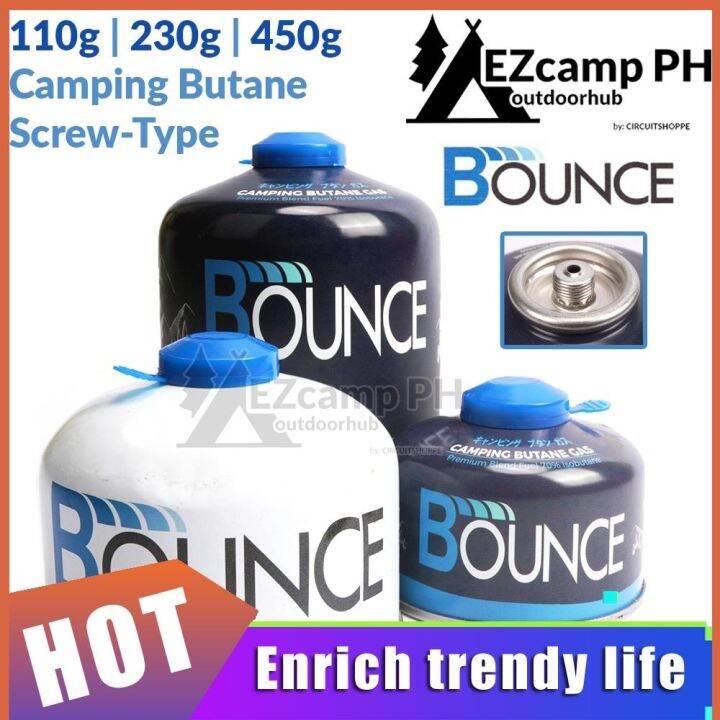 BOUNCE Camping Screw Type Butane 110g 230g 450g Gas Fuel for Portable Stove Torch Lantern ...