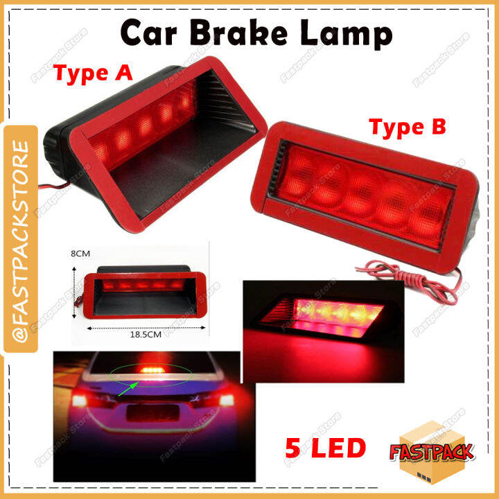5 LED DC 12V Rear Tail 3rd Brake Stop Light Bright Fog Lamp Red Colour ...