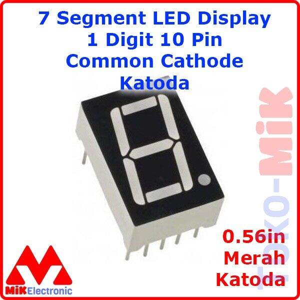 7 Segmen Segment LED display 1 Digit Common Cathode Katoda 0.56 in ...