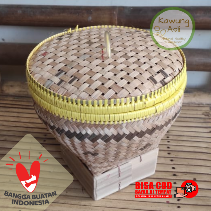 Bakul Wakul Sangkul Boboko Ceting Nasi dengan Tutup dari Anyaman Bambu 17x17x19.5 cm | Lazada ...