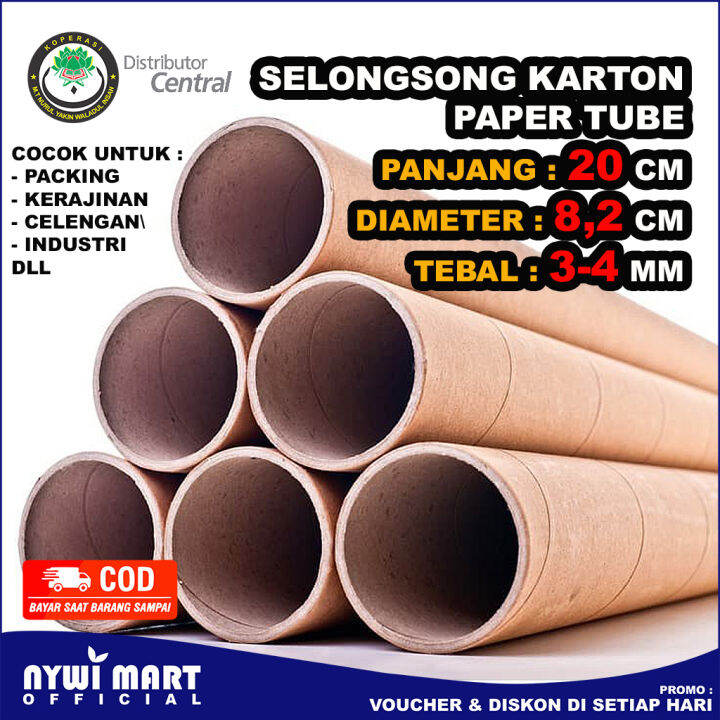 Paper Core Tabung Selongong Karton Besar Panjang 20cm Diameter 8.2 ...