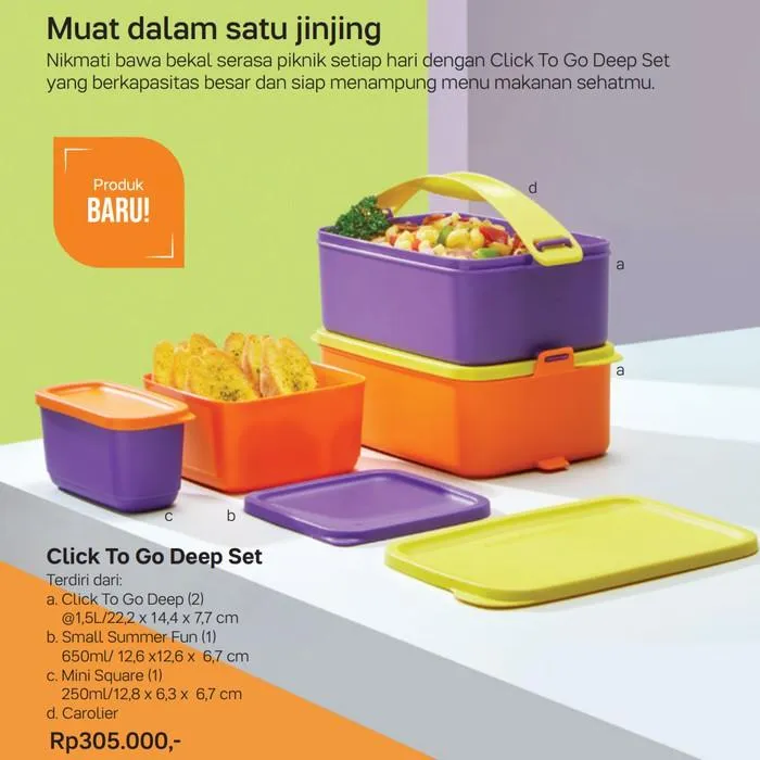 Tupperware Click To Go Deep Set - 5pcs/set | Lazada Indonesia
