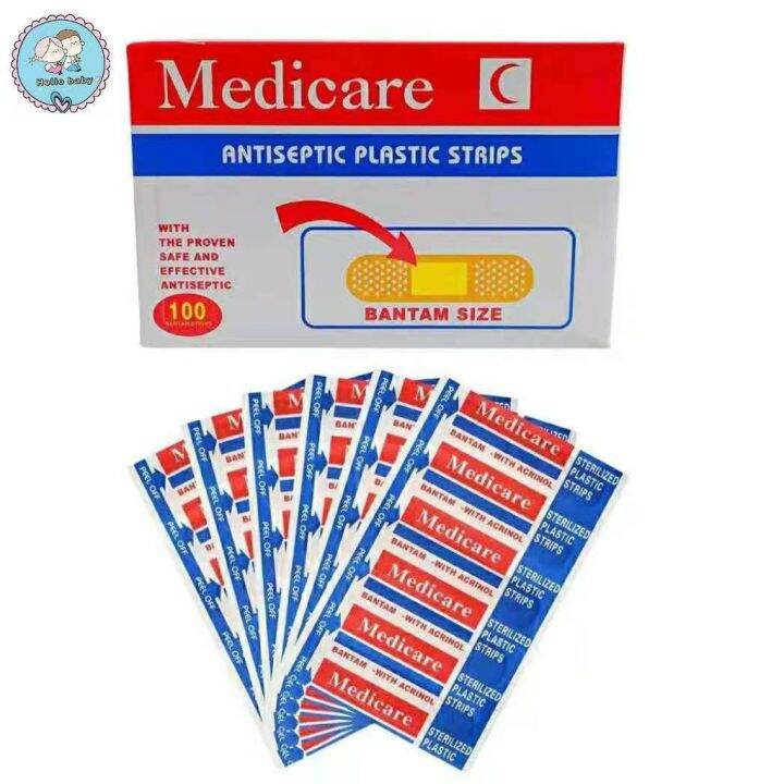 100 Pieces Medical Plaster Strips Adhesive Antiseptic Bandage First Aid ...