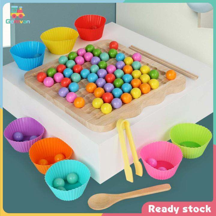 Gemvan Wooden Peg Board Beads Games Montessori Toys for Practice Motor ...