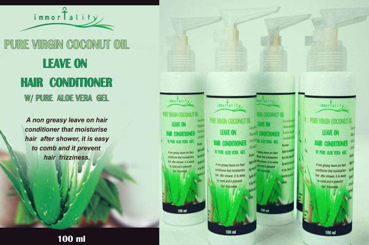 VCO LEAVE ON CONDITIONER with pure aloe vera gel (hair thickener), 99% ...
