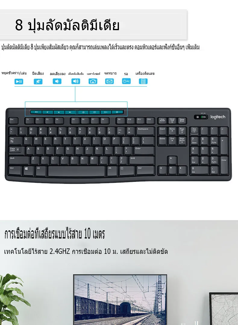 Logitech Wireless Keyboard and Mouse Model MK275 Thai/English keyboard ...