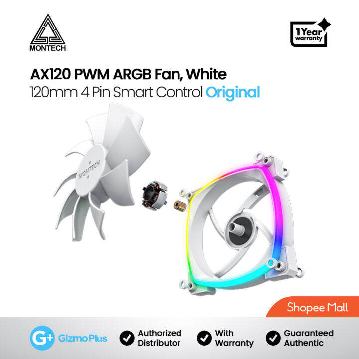Montech AX120 PWM ARGB Fan / Computer Fan Wing Shaped Blades 120mm 4 ...