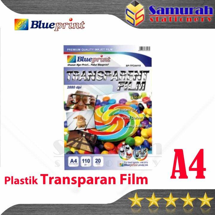 Plastik Transparant Film Glossy / Blueprint A4 110 um / BP TFA4110 untuk OHP bisa Print | Lazada ...