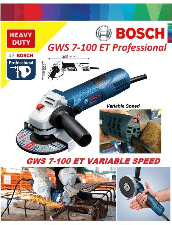 Bosch GWS 7-100 ET (4-inch) 100mm Electronic Step-Speed Angle Grinder ...