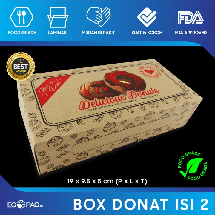 Kotak Donat - Dus Donat - Box Donat - Kraft Coklat-HOT&FRESH- Isi 2 (20 ...